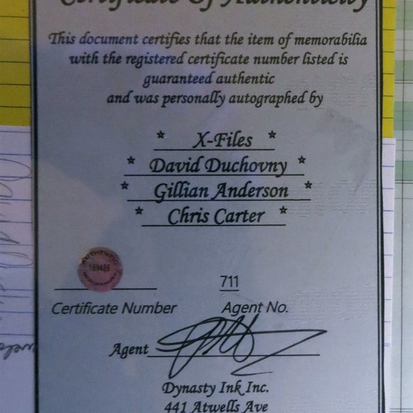 Art | Xfiles David Duchovny Ann Jillian Chris Carter Autograph ...